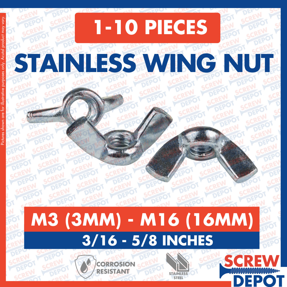 1-10PCS Stainless Wing Nut / SUS304 Butterfly Nut / SS Thumb Nut Solid ...