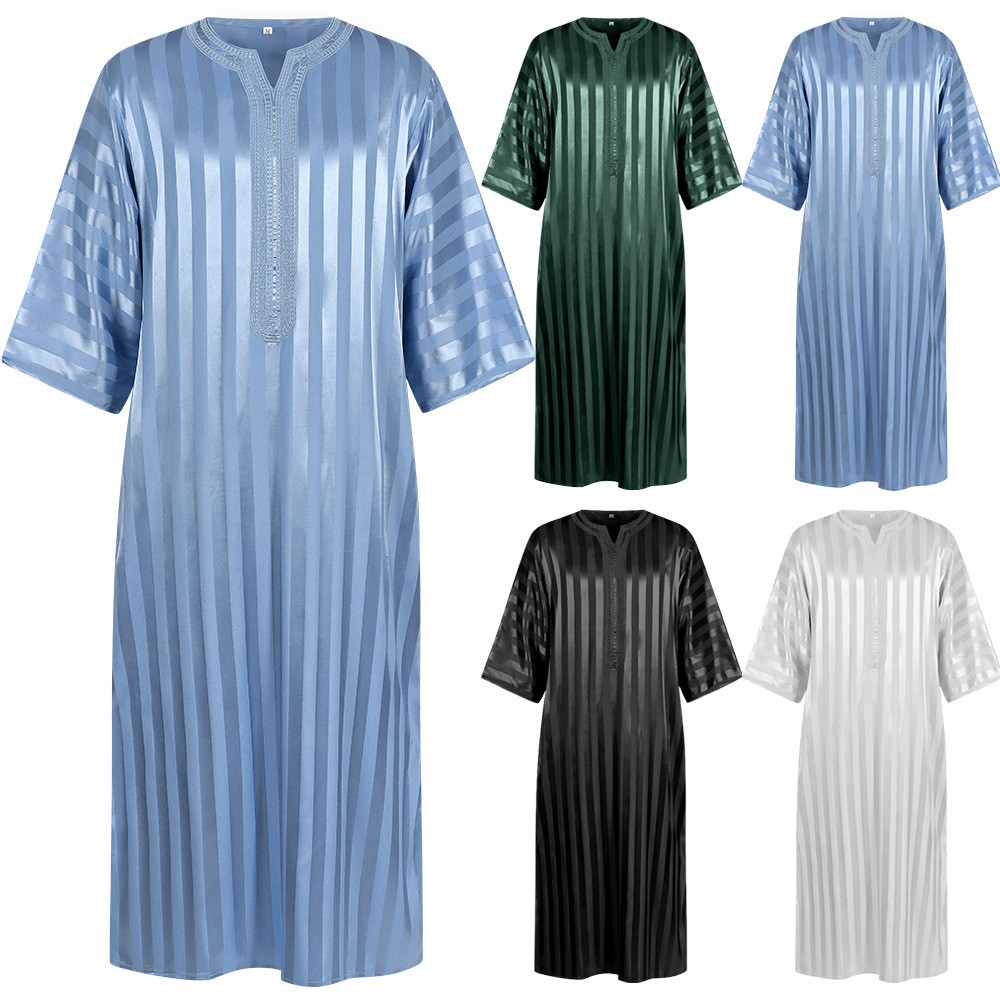 New Middle Eastern clothing robe Arab men's striped printed Muslim men ...
