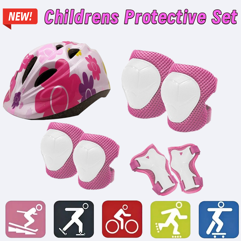 7PCS Knee Pad for Kids Set Kit Helmet Knee Pads Elbow Pads Outdoor ...