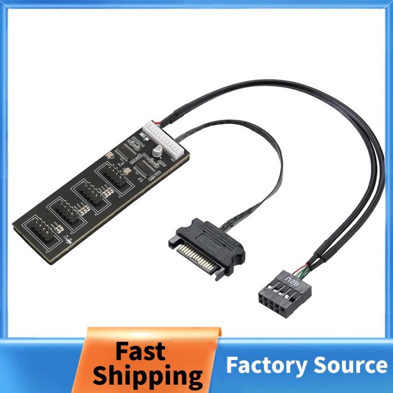 9Pin USB Header Splitter with SATA Power Cable, Internal USB Hub ...