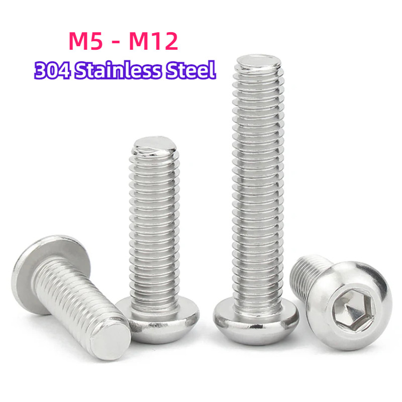 M5 M6 M8 M10 M12 304 Stainless Steel Round Pan Head Hex Hexagon Socket Screw Mushroom Button ...
