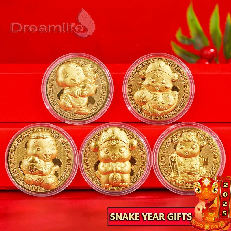 Lucky Charm 2025 Year of the Snake Golden Money Foil Lucky Coin For ...