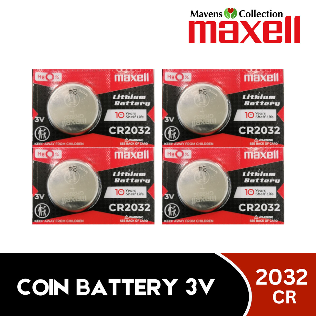 Maxell CR2032 3V Lithium Coin Type Battery Made in Japan 2032 4 pcs ...