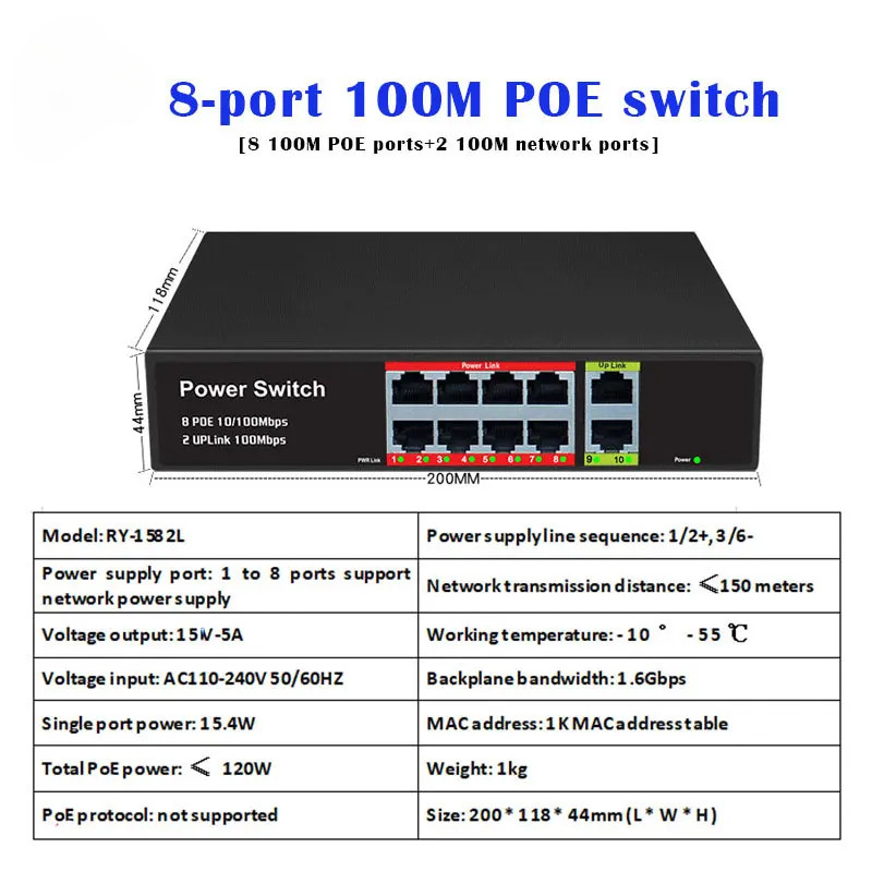 Non Standard POE Switch 24V Power Supply 15V Gigabit 8 Port 100M ...