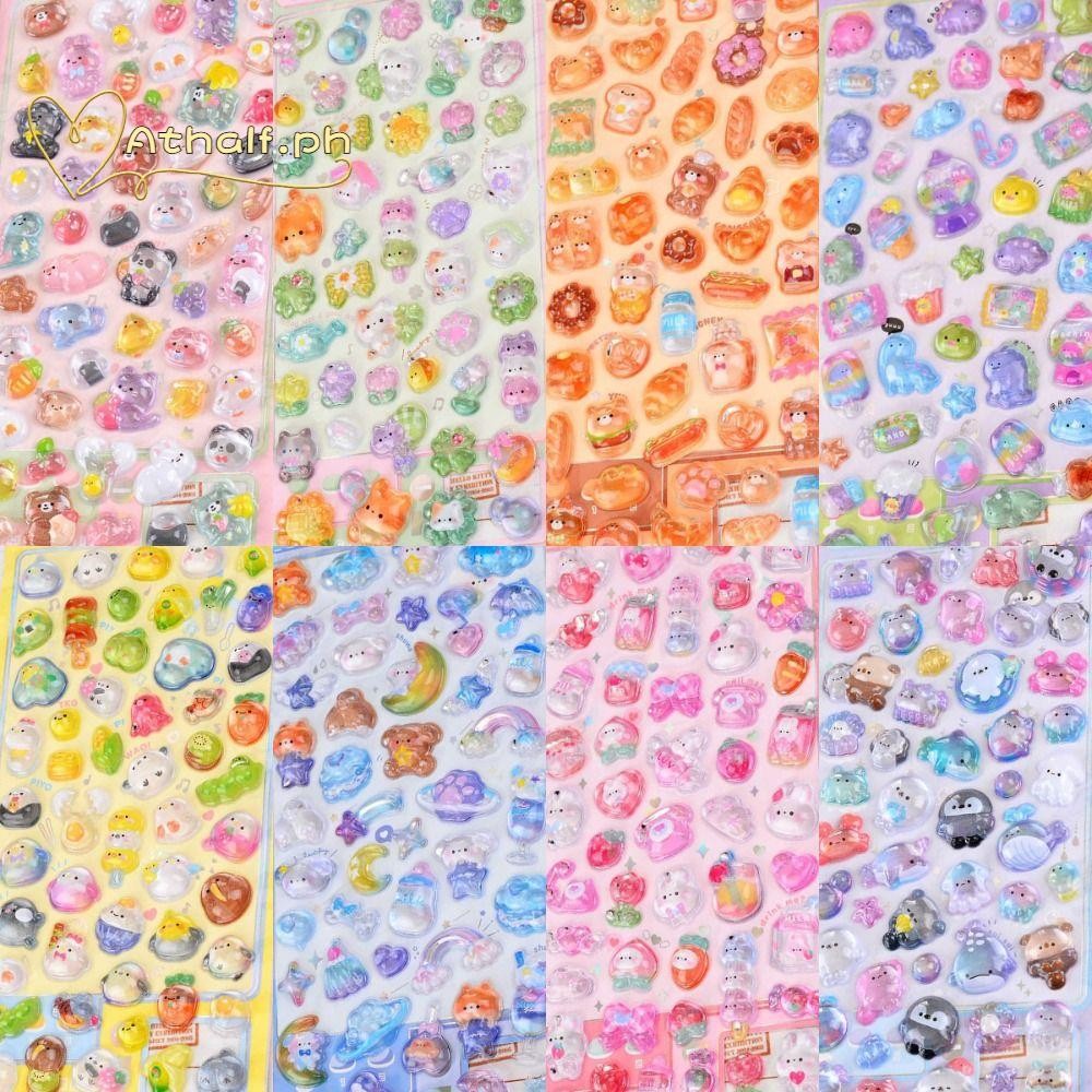 ATHALF Jelly Sticker, DIY Diary Scrapbooking Stickers, Plastic Mobile ...