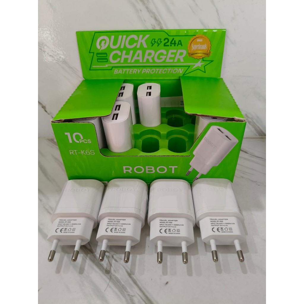Gw ROBOT RT K6S CHARGER BATOK / CHARGER HEAD ADAPTER 2.4A DUAL USB ...