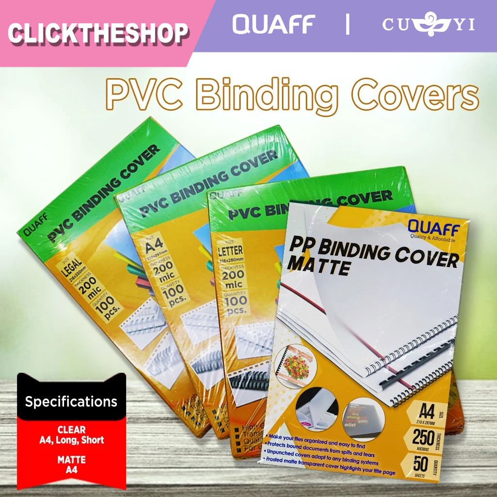 Quaff PVC Binding Cover 200 Mic Short | A4 | Long Size 1 Pack (100 ...