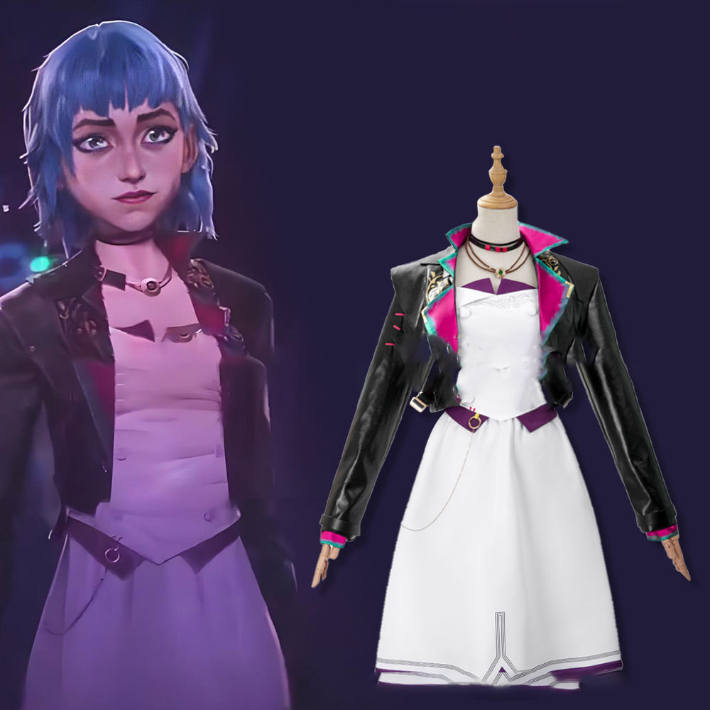 YB1 Arcane League of Legends Jinx dress leather jacket role play ...