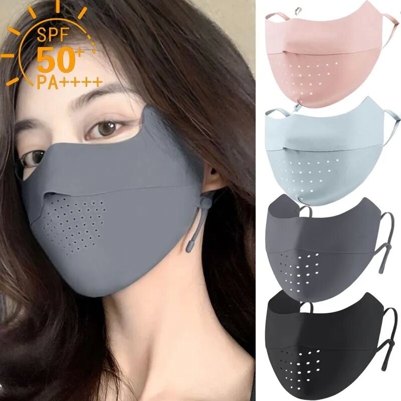 Summer Sunscreen Mask Ice Silk Traceless Uv Protection Face Cover Women ...