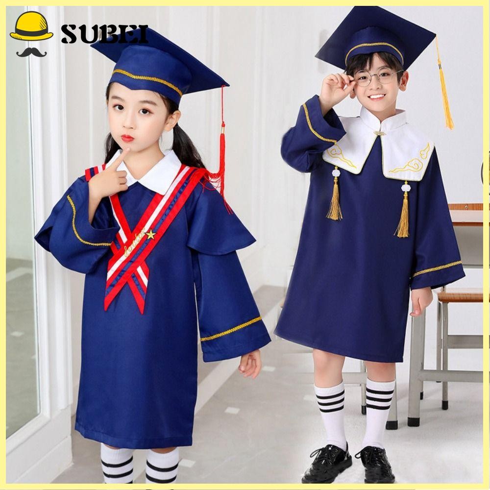 SUBEI1I 2Pcs/Set Children Graduation Gown Set, With Hat Tassel ...