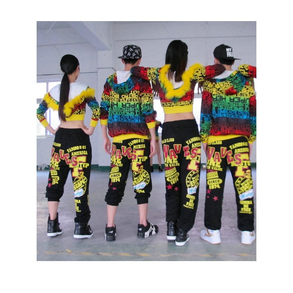 Graffiti Loose Hip-Hop Street Dance Pants Dancing Sports Long Pants Square Step Dance Costume ...