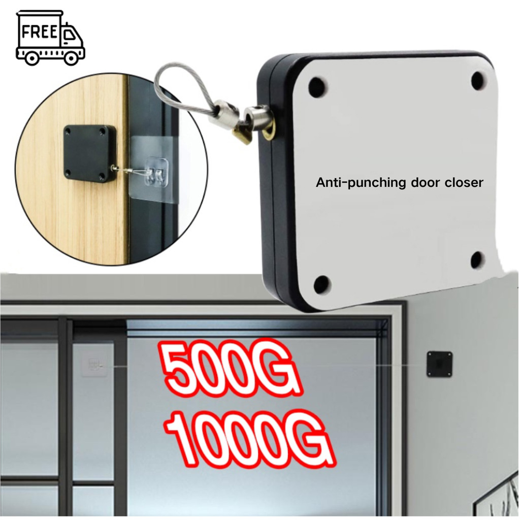 Automatic door closer door pull handle wire rope telescopic pull rope ...