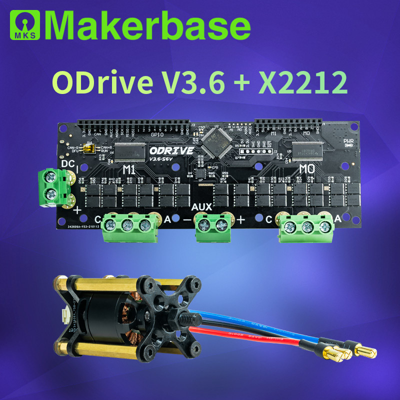 Makerbase ODrive3.6 56V with MKS X2212 Motor FOC BLDC AGV Servo Dual Motor Controller Board ...