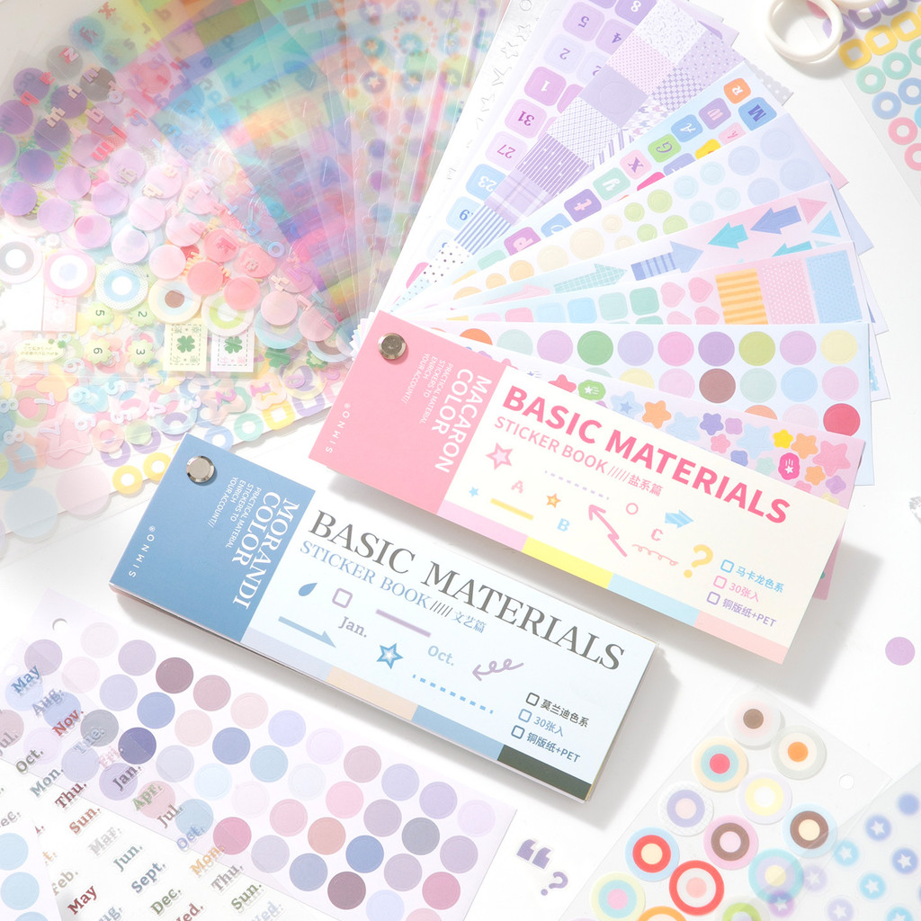 Cdaily|30 Sheets Color Card Basic Sticker Book Korean Style ins Student ...