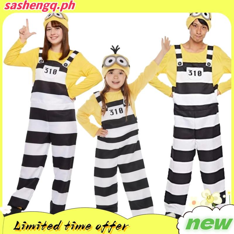 Despicable Me Minion Cosplay Costume Prisoner Yellow White Black ...