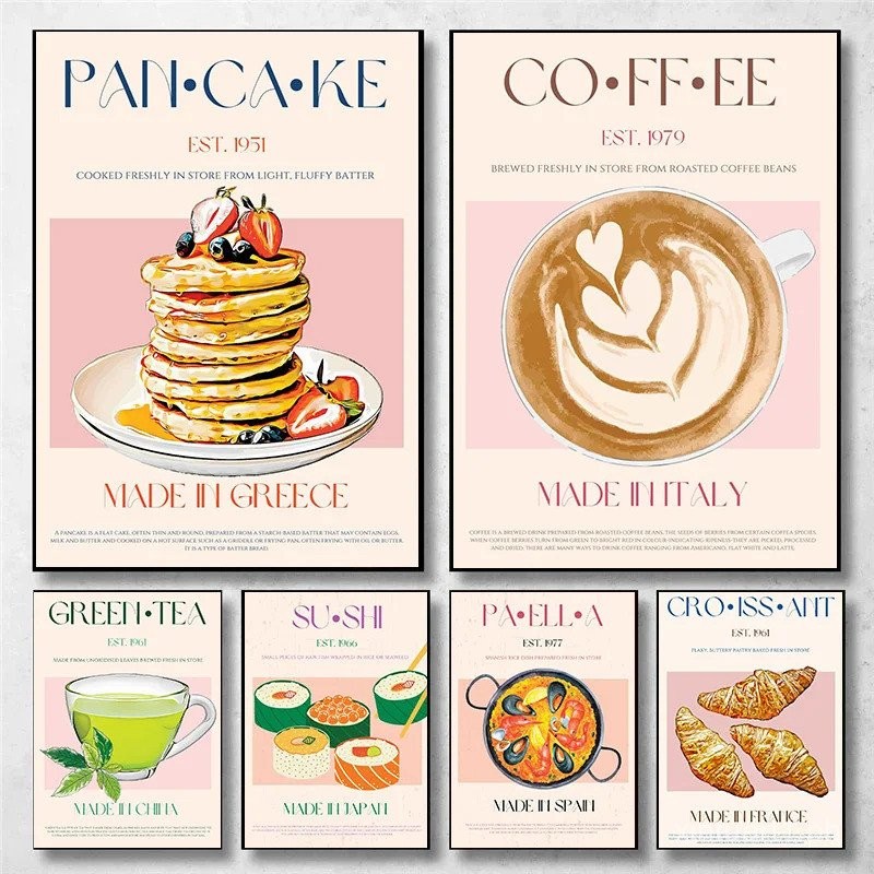 Kitchen Food Pancake Coffee Paella Sushi Croissant Green Tea Art ...