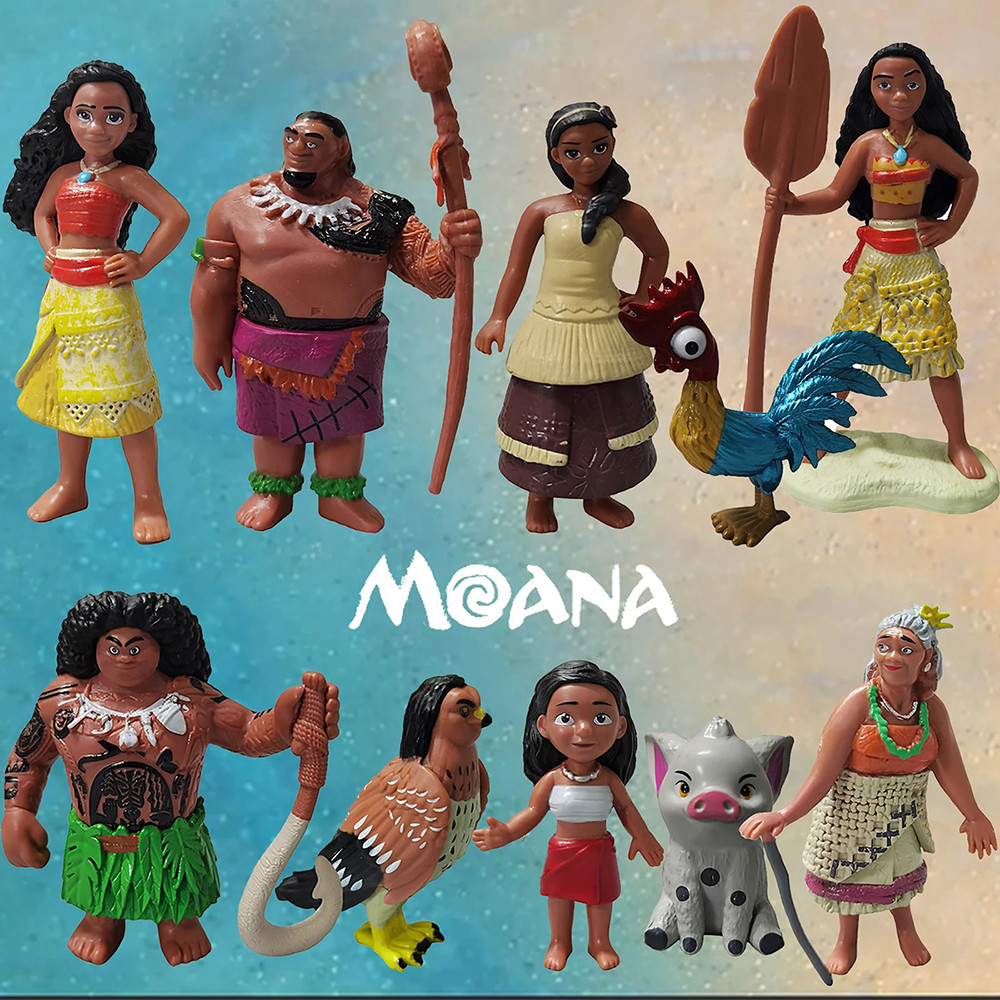 Moana Anime Figures 6/10PCS Cartoon Cute Moana Princess Vaiana Maui ...