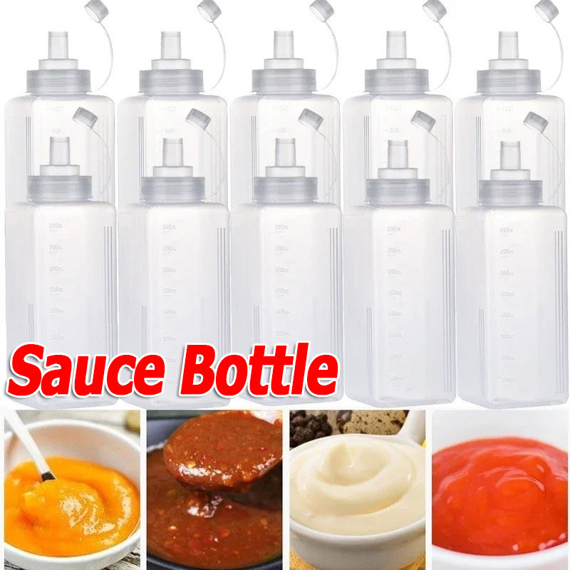 Kitchen Plastic Squeeze Sauce Bottle / Leakproof Squeezing Condiment ...