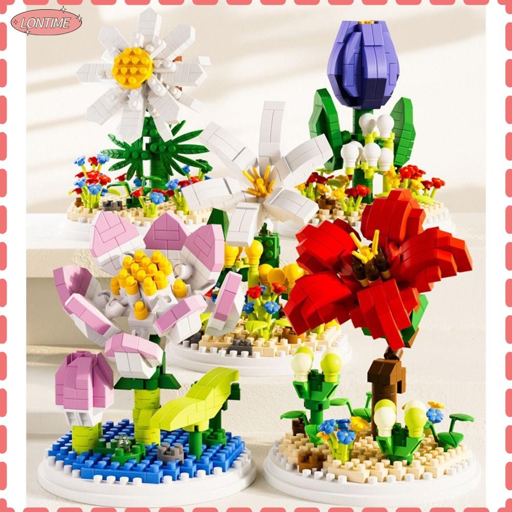 LONTIME STORE Flower Bouquet Building Set, DIY Decoration Home Red Rose ...
