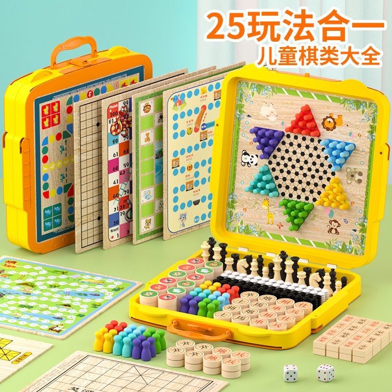 Five-in-a-Row Children's Flying Chess Checkers Chess Collection ...