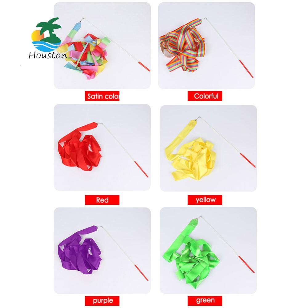 2m Gym Dance Ribbons Training Rainbow Stick Twirler Art Ballet Streamer ...