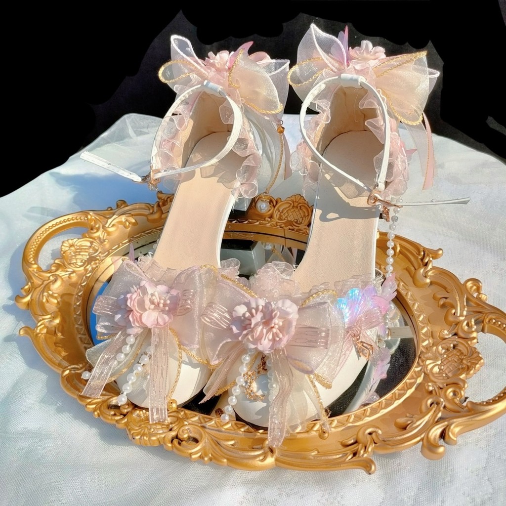 Original Lolita Shoes [Sakura Tea Spring] Handmade Gorgeous Elegant ...