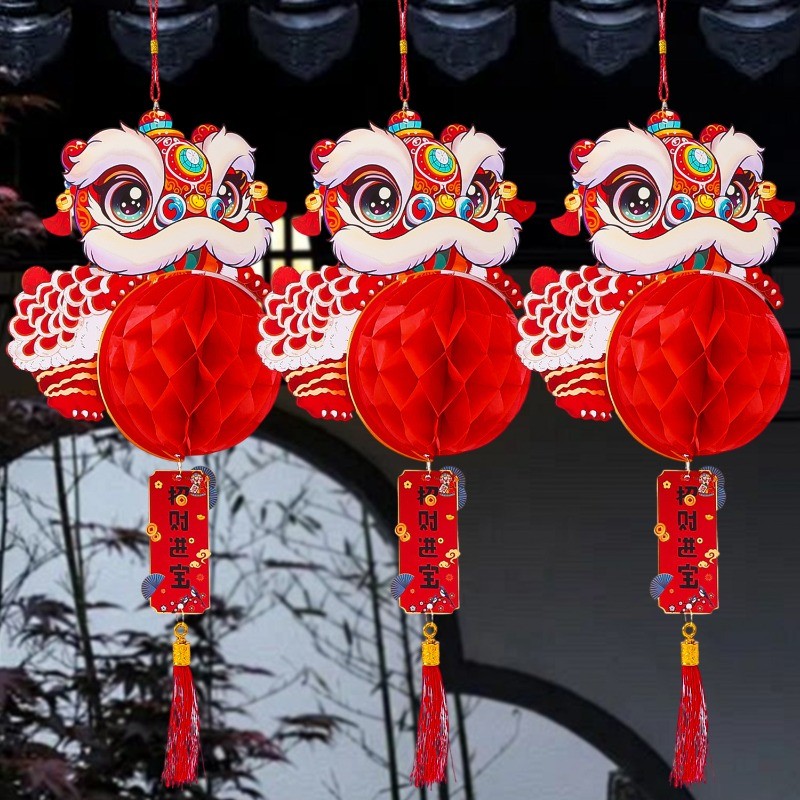 Chinese New Year Red Paper Lanterns Traditional Spring Festival Wedding ...