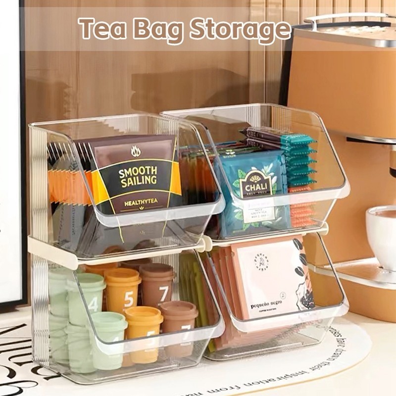 Tea bag coffee storage box Transparent desktop storage box kitchen ...