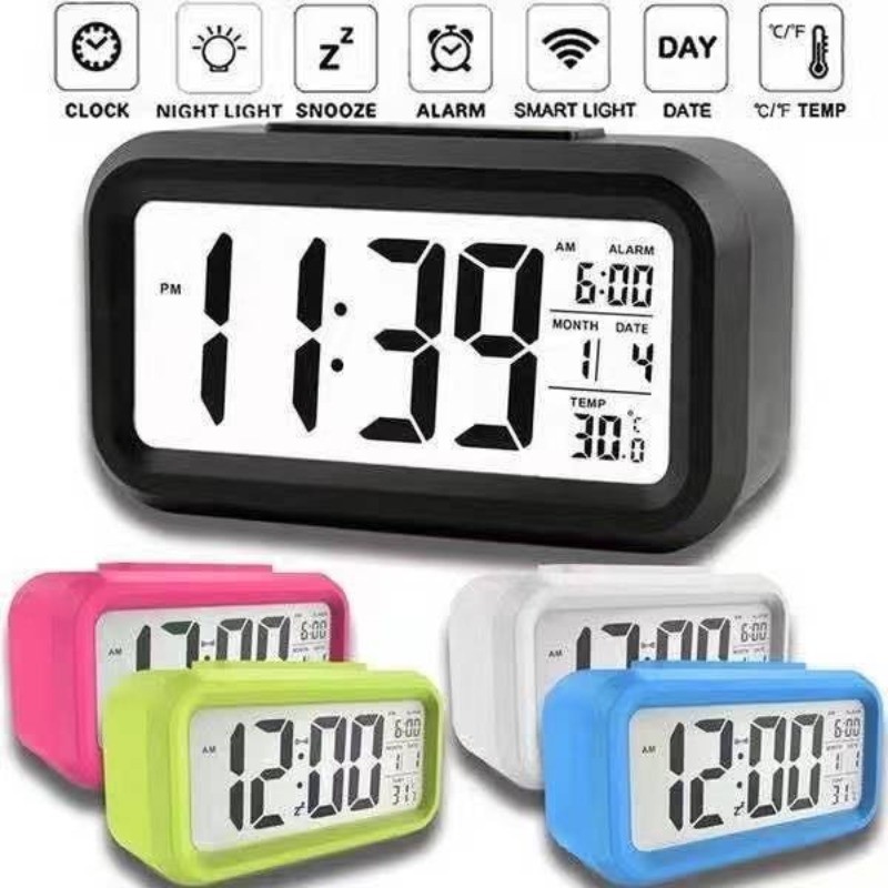LED Digital Alarm Clock Thermometer Calendar Time Clock Night Light ...