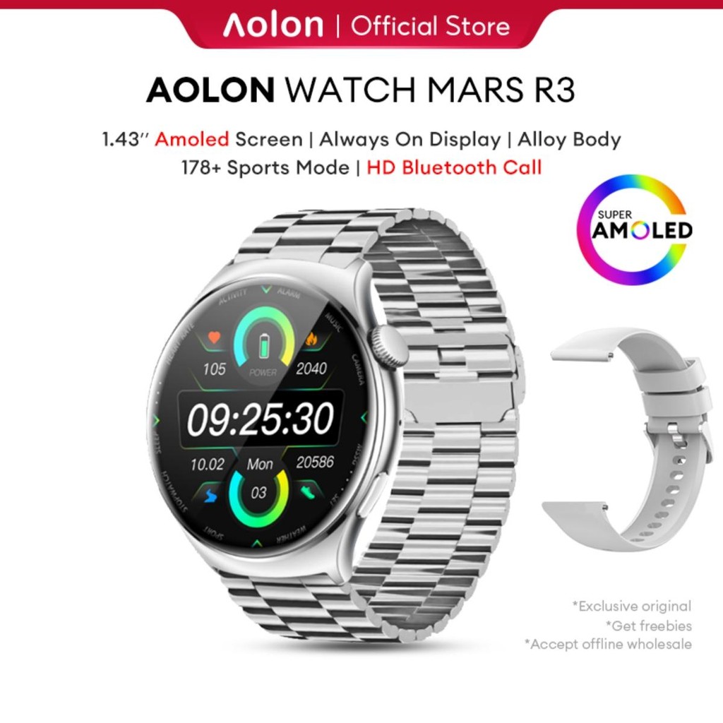 Aolon Mars R3 Smart Watch Running Pace AMOLED Screen Bluetooth Call ...