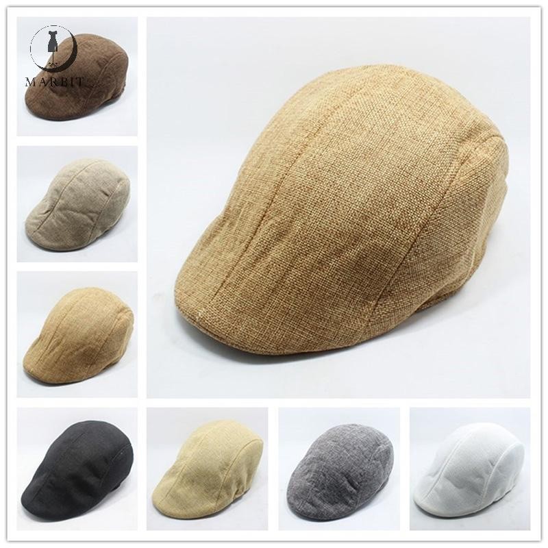 Marbit Mens Vintage Herringbone Flat Cap Peaked Racing Hat Beret ...