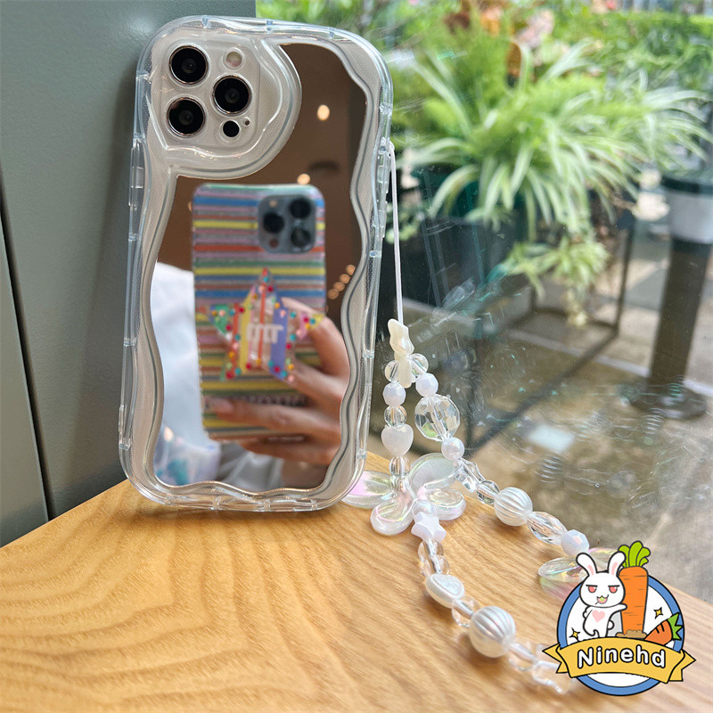 White Mirror Casing + Chain For OPPO A3X A3 A18 A38 A15 A16 A60 A58 A57 ...