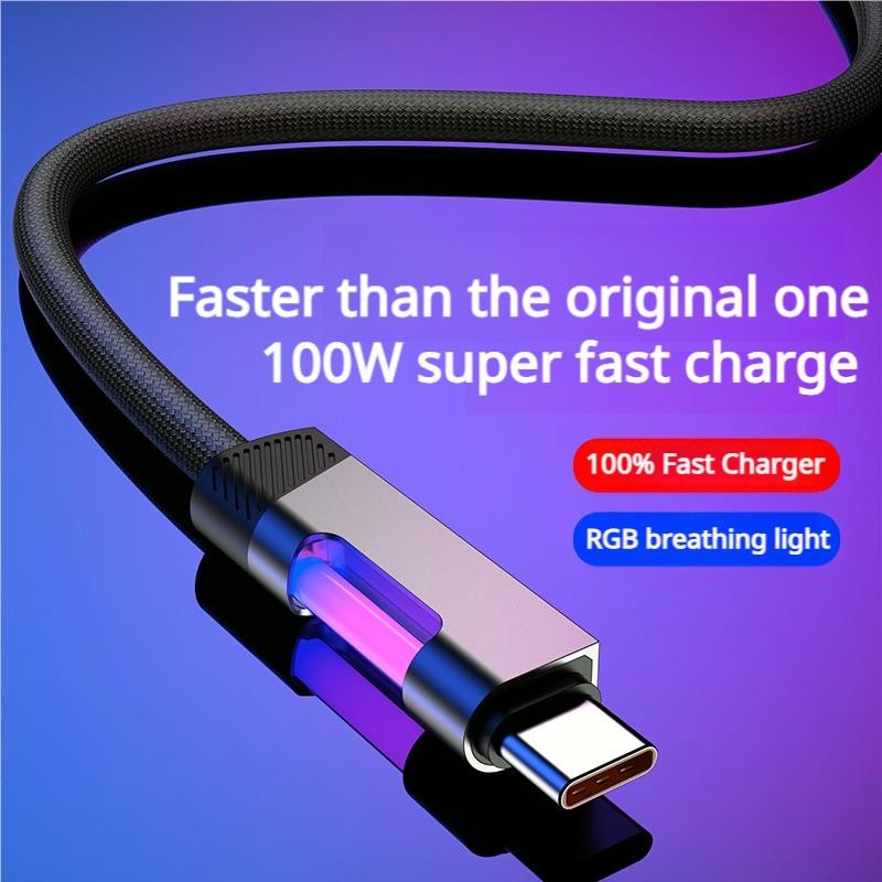 fully compatible 100W suitable RGB Breathing Light Fast Charging Cable ...