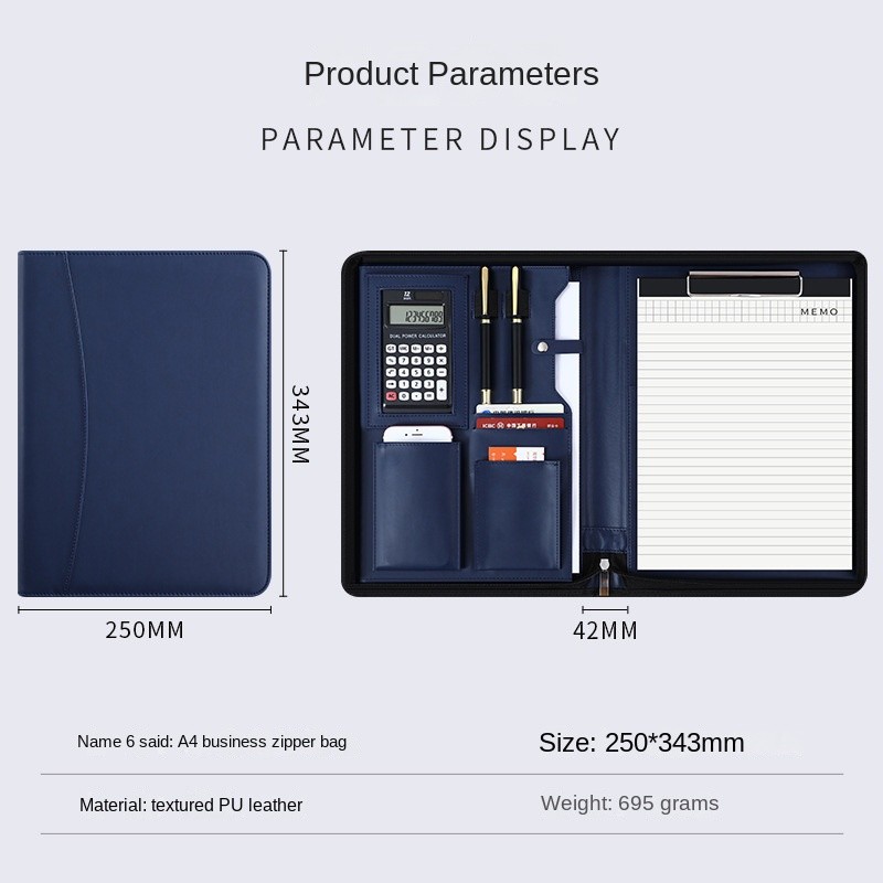 COD A4 Leather Sales Folder: Multifunctional with Zipper Bag, Ideal for ...