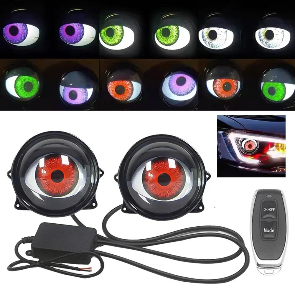 3 Inch 12V LED Devil Eye Car Dynamic Lights with Remote Control Eyes ...