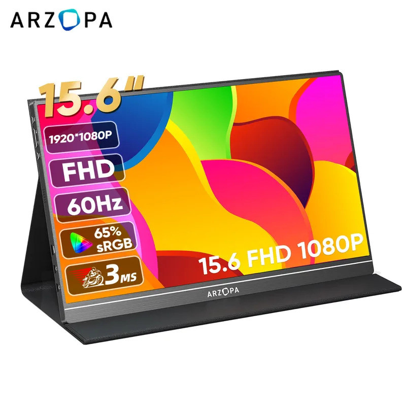Arzopa 15.6'' FHD 1080P Portable Monitor with HDMI USB IPS Second ...
