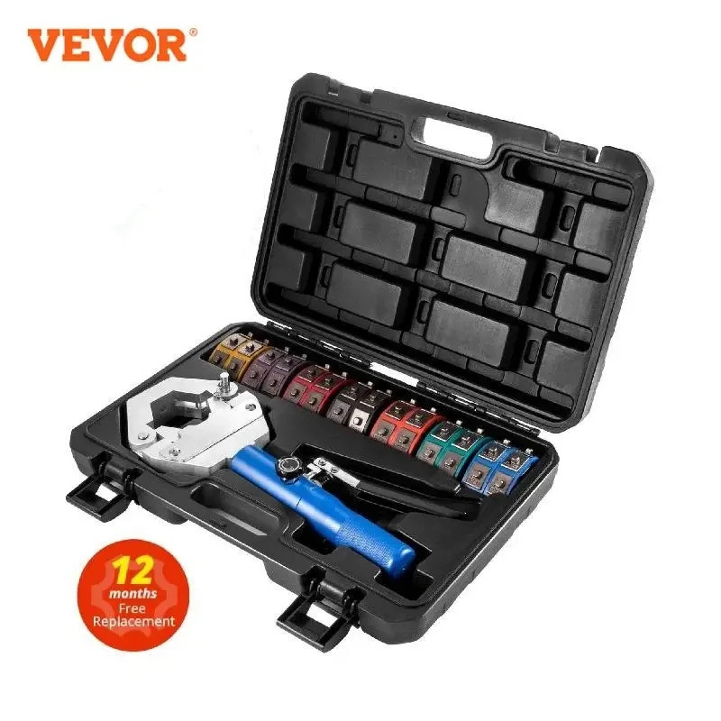 VEVOR Manual AC Hose Crimper Kit 71500 with 7Dies Hydraulic Hose Crimping Tool Hydraulic Press ...