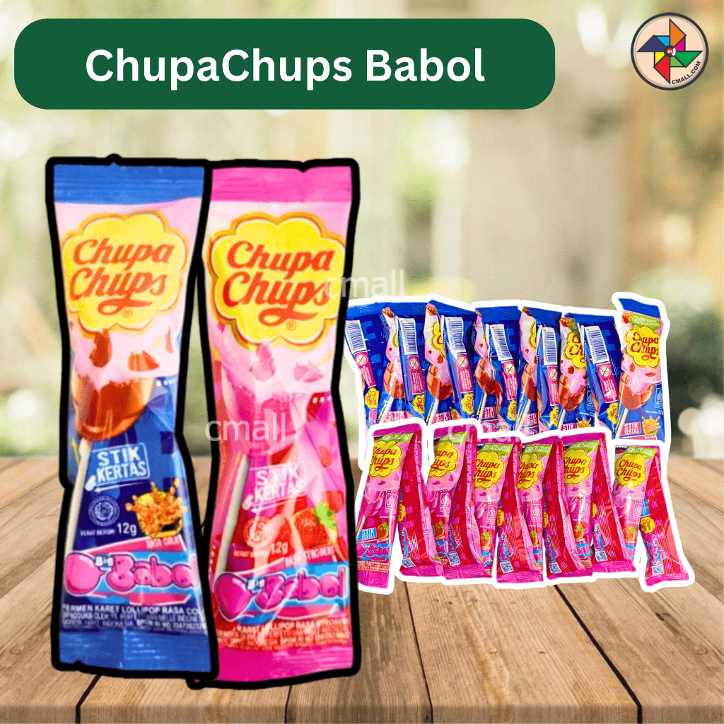 [CM] Chupa Chups Big Babo Gum Filled Lolipop Cola & Strawberry 12s/24s ...