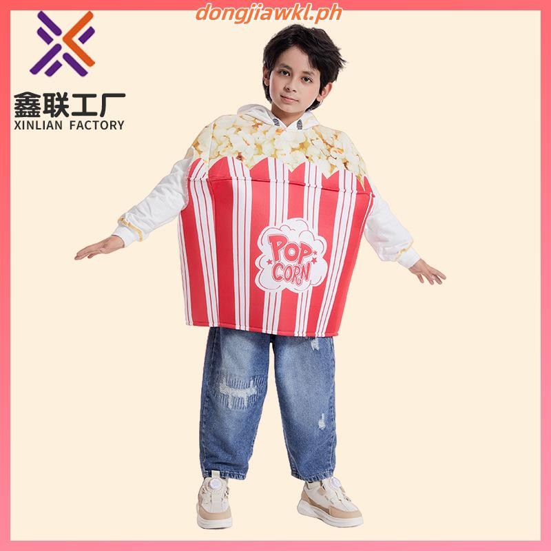 Kids Popcorn Costume Funny Food Cosplay Suit for Girls Boys Party Stage ...