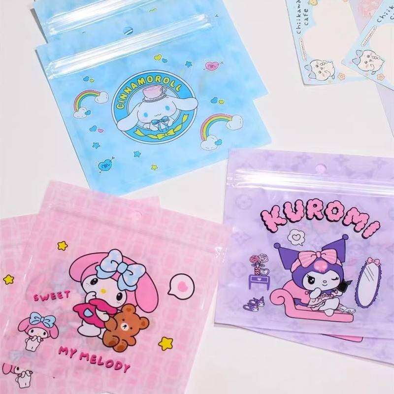10Pcs/Pack Sanrio Cartoon Ziplock Bag kuromi mymelody Cinnamoroll Pom ...