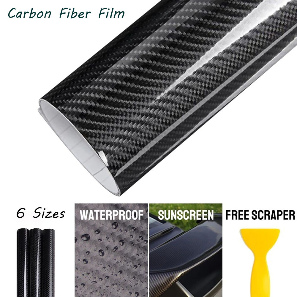 Free Scraper Car 7D Carbon Fiber Sticker Waterproof Glossy Vinyl Roll ...