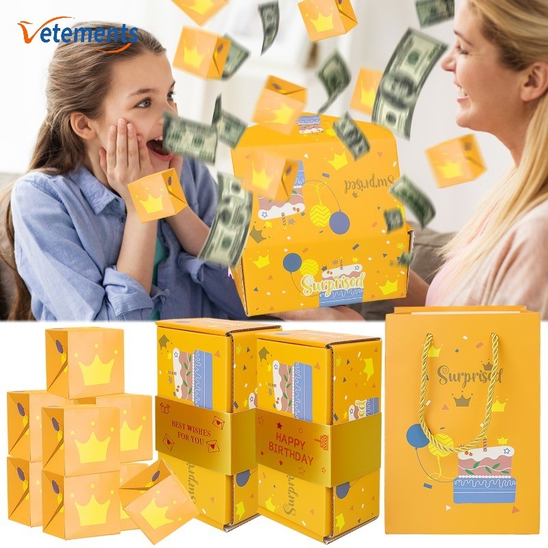 Anniversary Birthday Surprise Explosion Gift Box - Yellow Folding Money ...