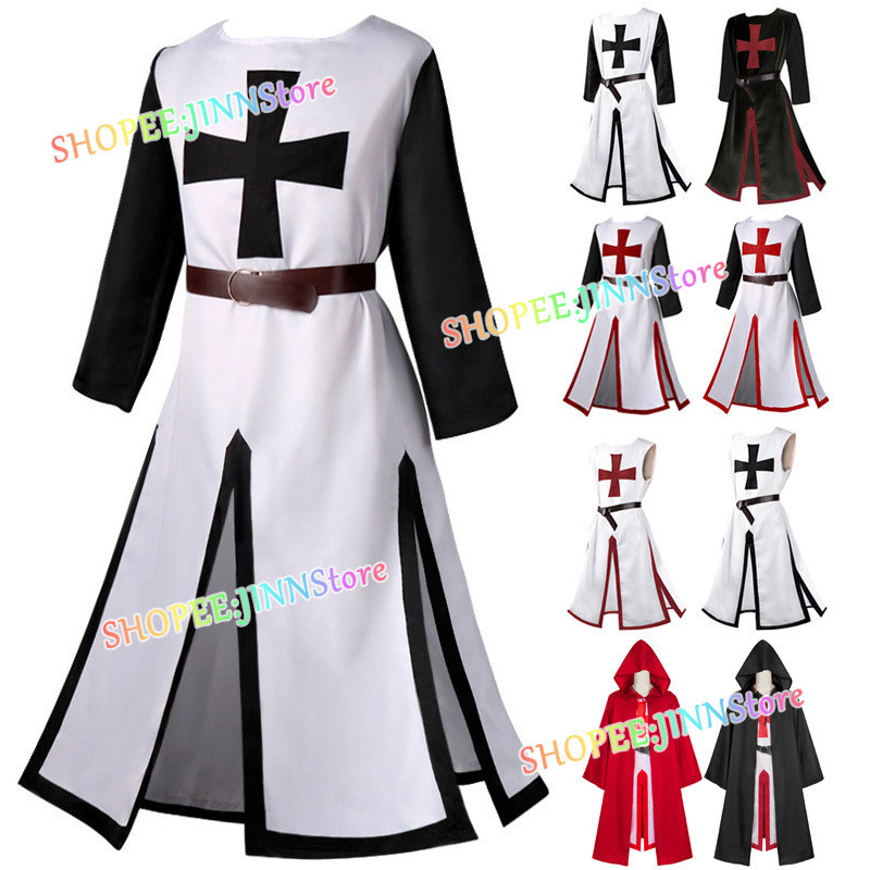 - JINN - Mens Medieval Crusader Knights Templar Tunic Cosplay Costumes ...