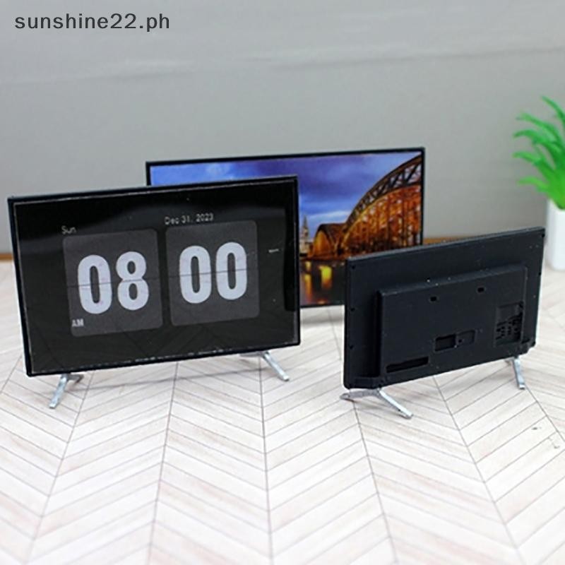 SUNSHINE22 1 Piece Dollhouse Miniature DIY Wide Screen Television With ...