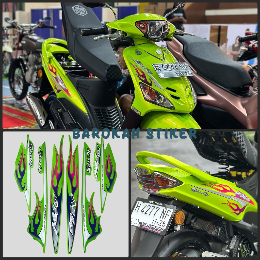 HIJAU Yamaha mio 2006 2007 sporty striping sticker, GREEN flame ...