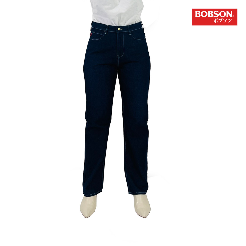 Bobson Japanese Ladies Basic Denim Pants Straight Cut 174866 (Dark ...