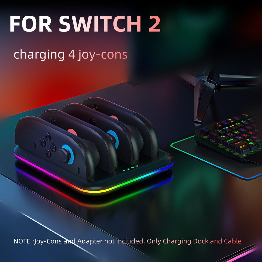 Switch2 Dock Charger - Joycon Horizontal Charging Station with RGB ...