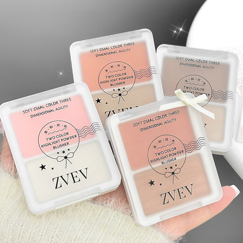 ZEVE Blush Two-Tone Blush Matte Highlight Brightening Contour Natural ...