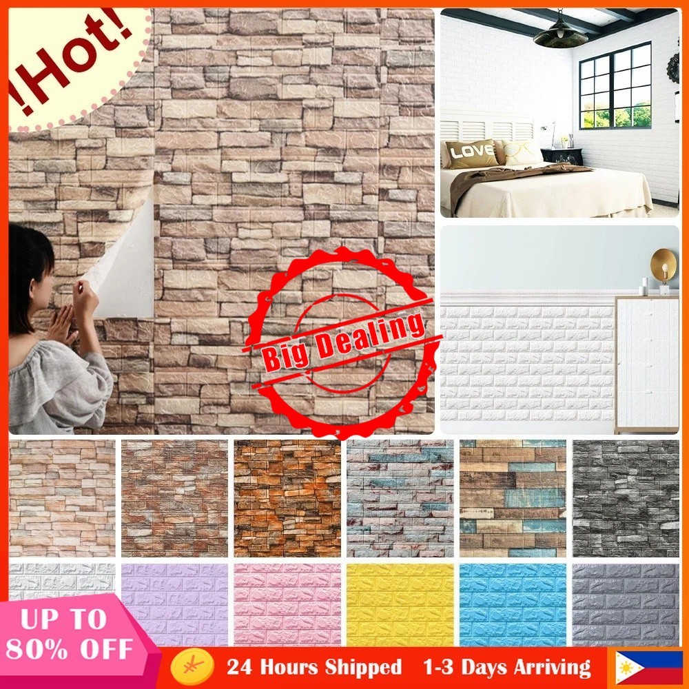 [ Bih Deal ] 3D Brick Wall - Big Size Brick Pattern Stickers - Self ...