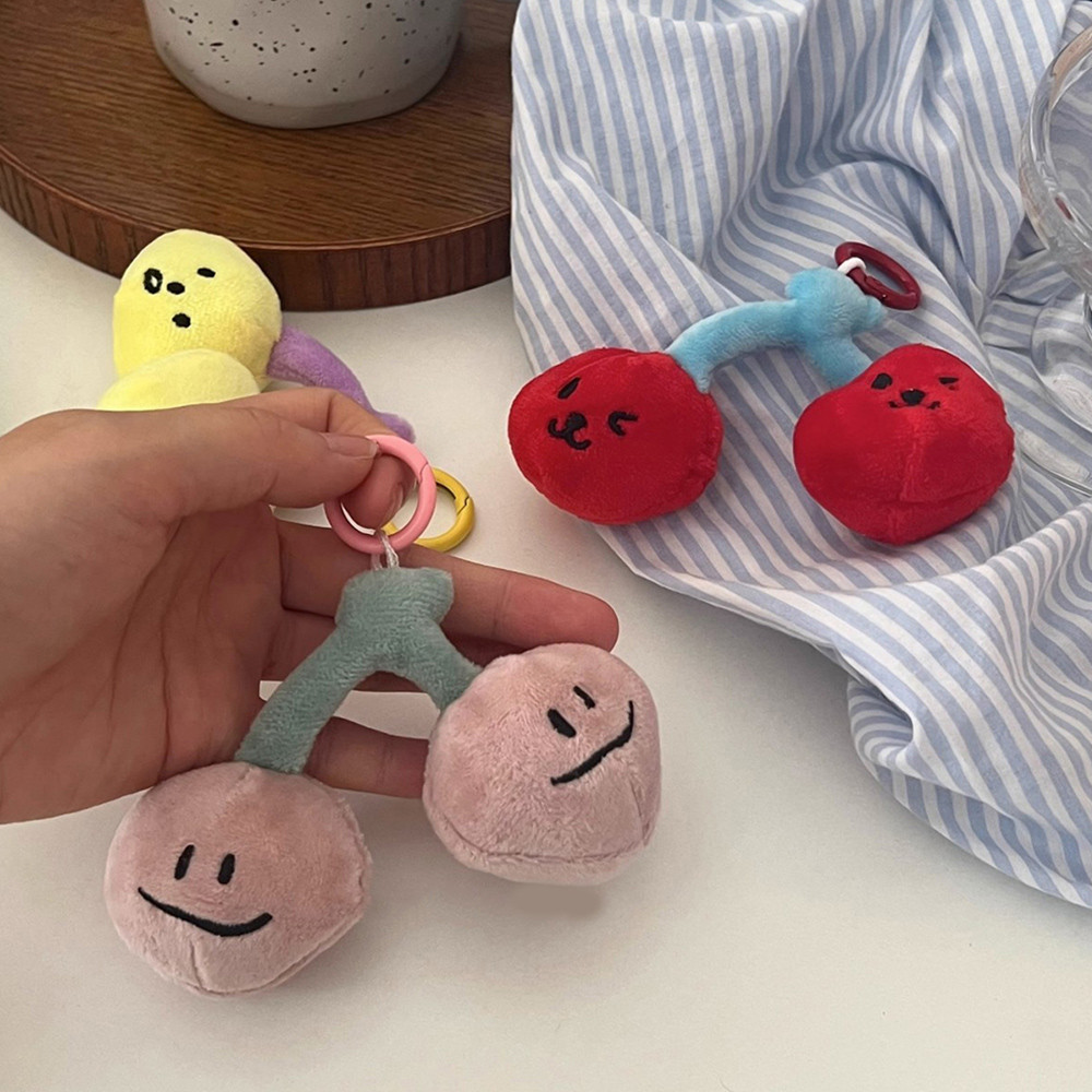 Cute Cartoon Keychains Soft Plush 3D Pendant Hanging Cherry Shape ...